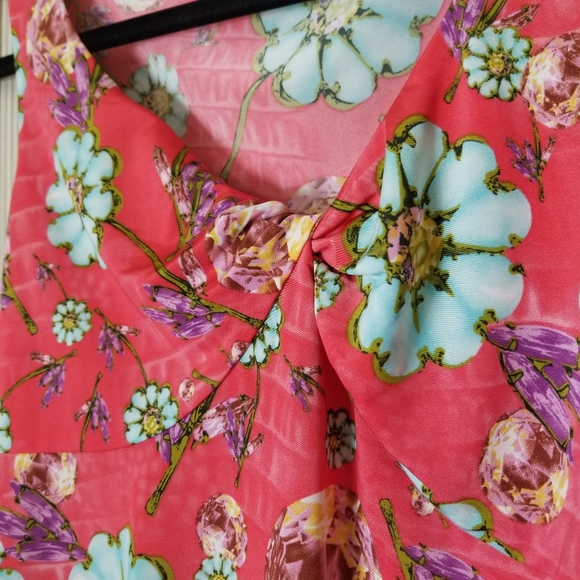 Etcetera | Tops | Etcetera Coral Pink Orange Floral Sleeveless Knitted ...